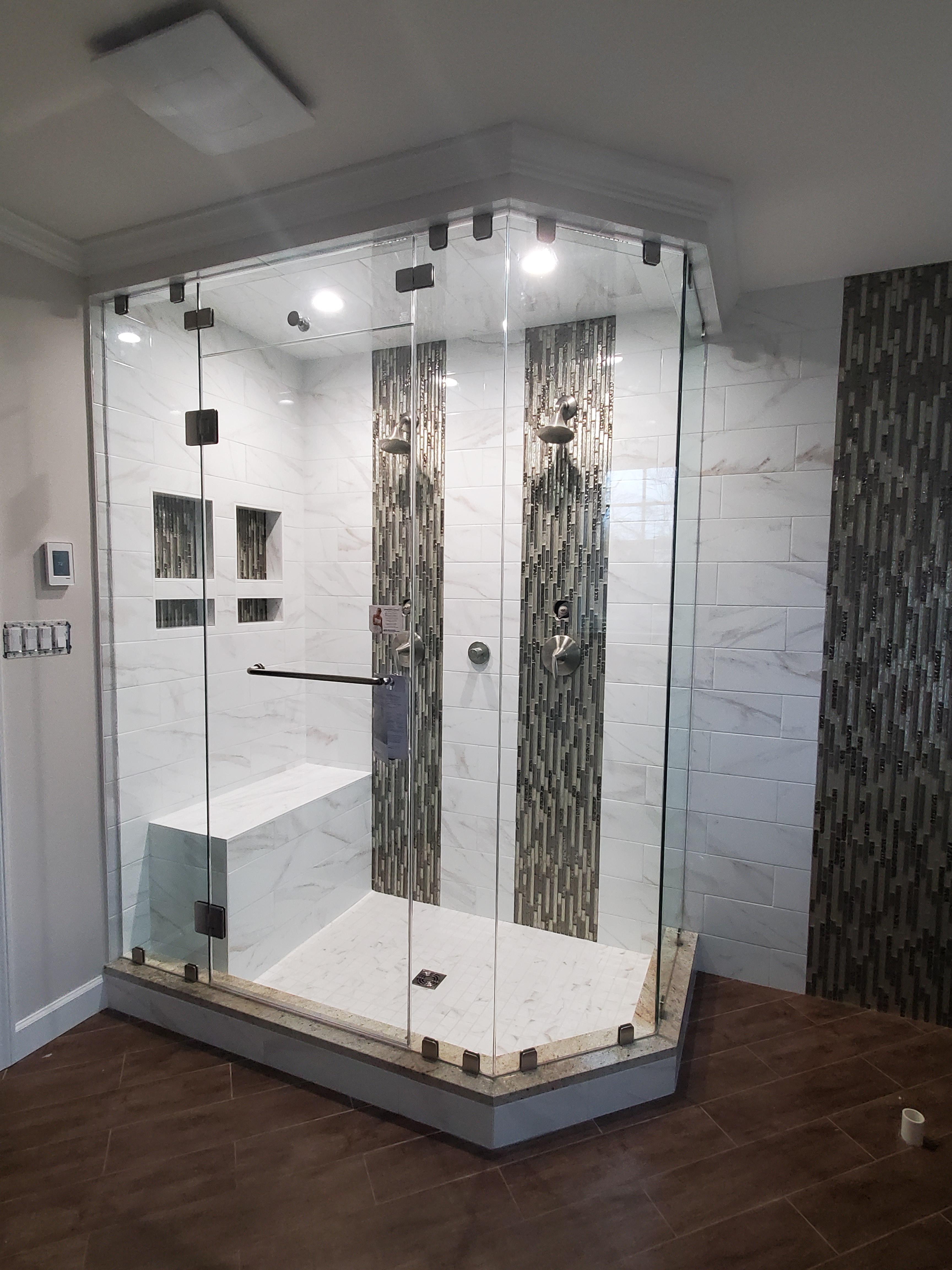 1/2" Steam shower with operable transom and Showerguard glass | Scrolller