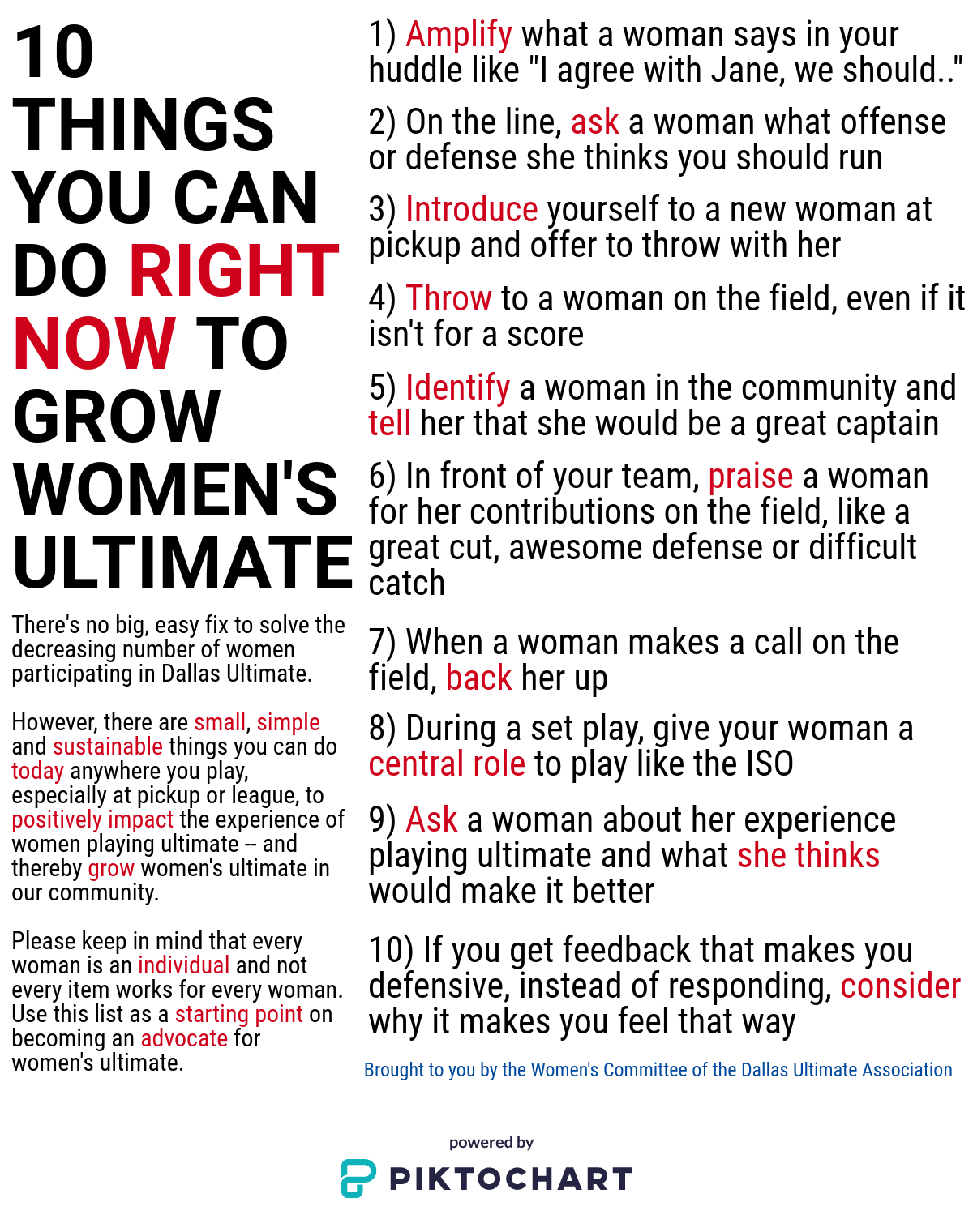 10 things you can do right now to grow women's ultimate - Dallas ...