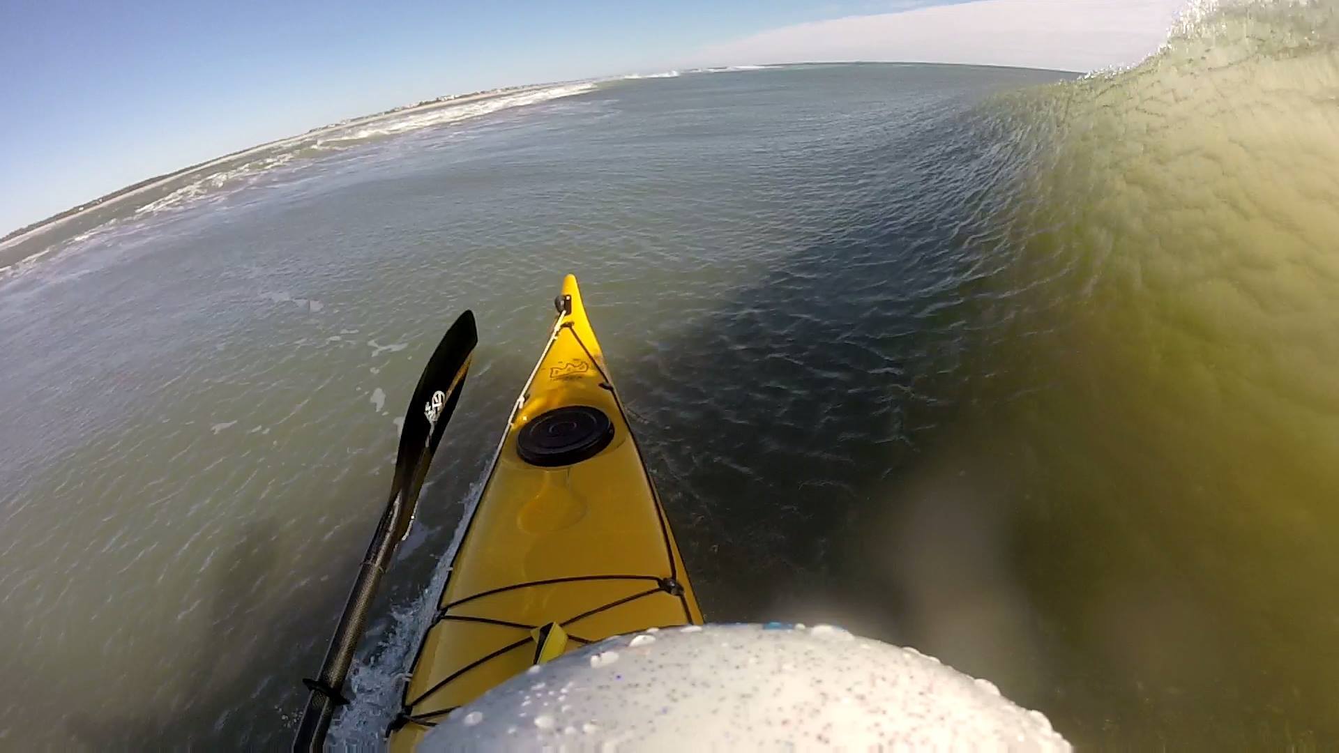 14 foot Mystic Impex riding the waves Mason Inlet, Wrightsville Beach, NC | Scrolller