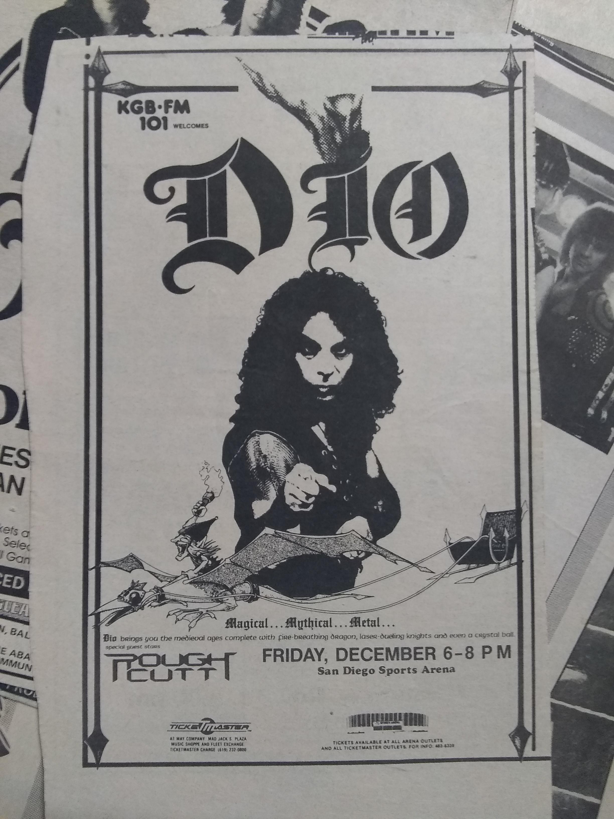 1985 newspaper ad for the San Diego show that was recorded and partially released as the ...