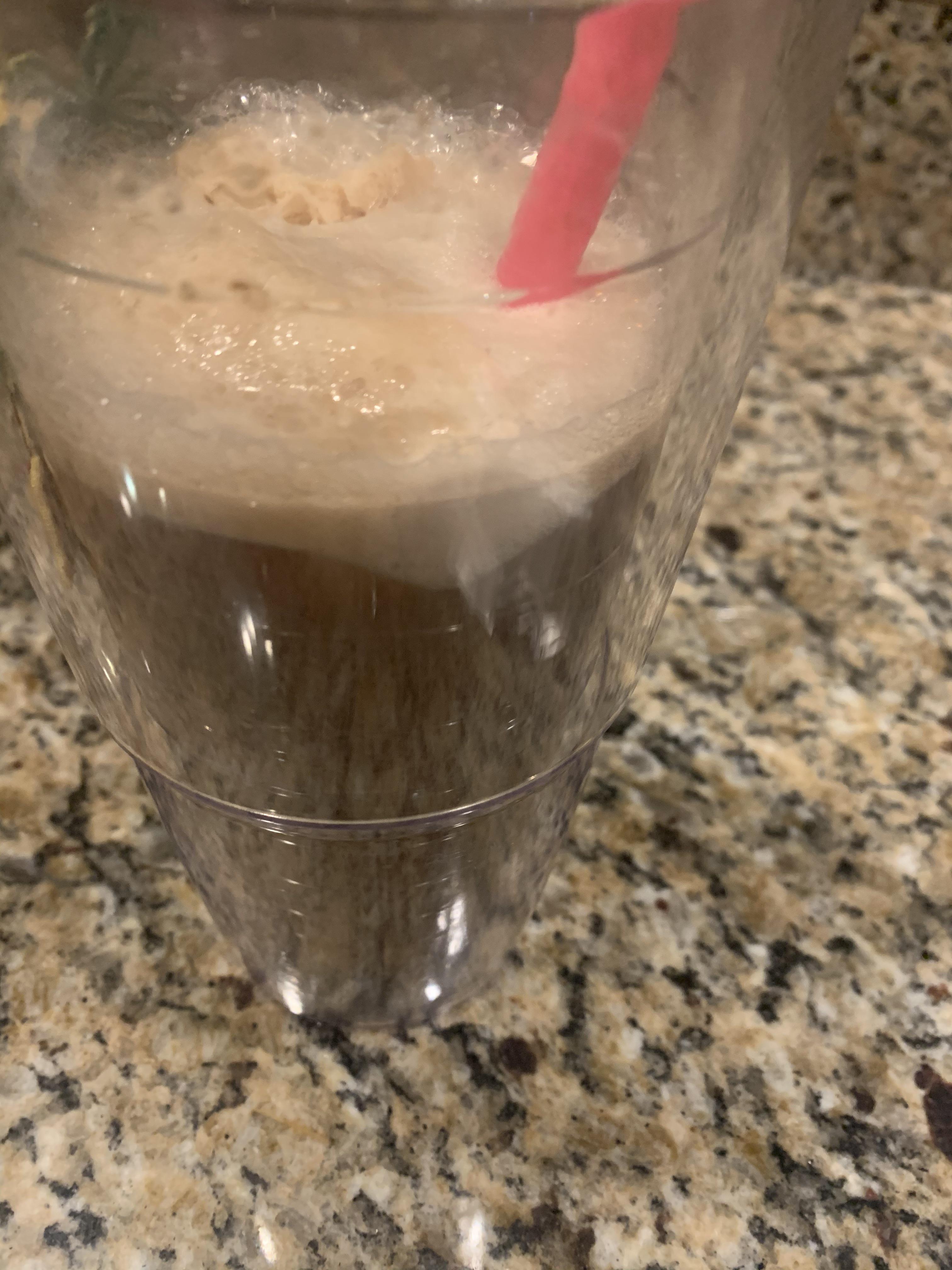 ~25 calorie root beer float! 1 scoop enlightened ice cream (I used coffee flavor) + one can diet ...