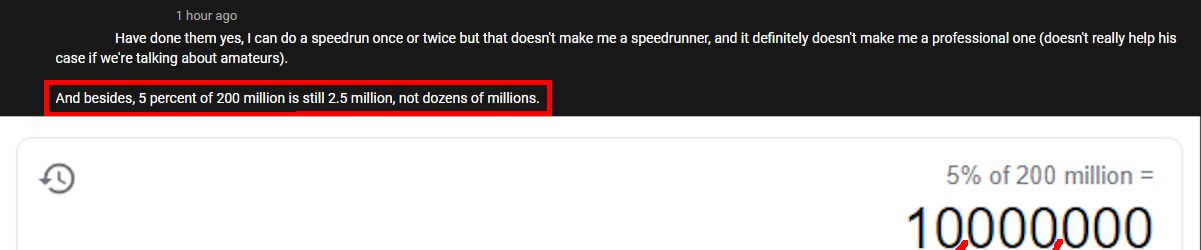 5% of 200 million is 2.5 million | Scrolller