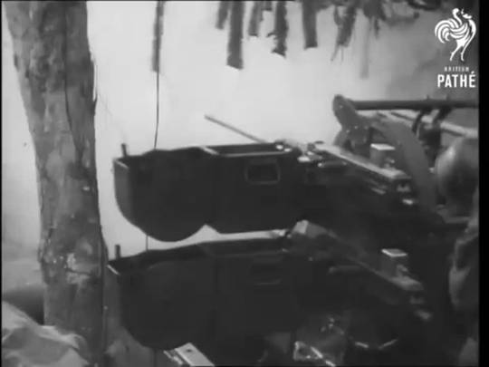 .50 caliber M45 Quadmount laying down a wall of fire as part of fixed defenses in Korea | Scrolller