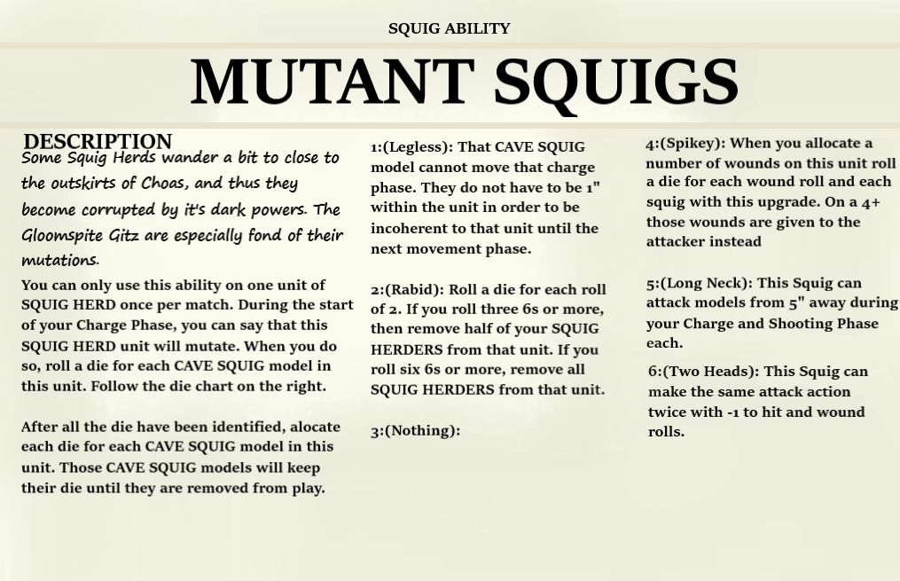 A custom Squig Herd ability card I made for fun. | Scrolller