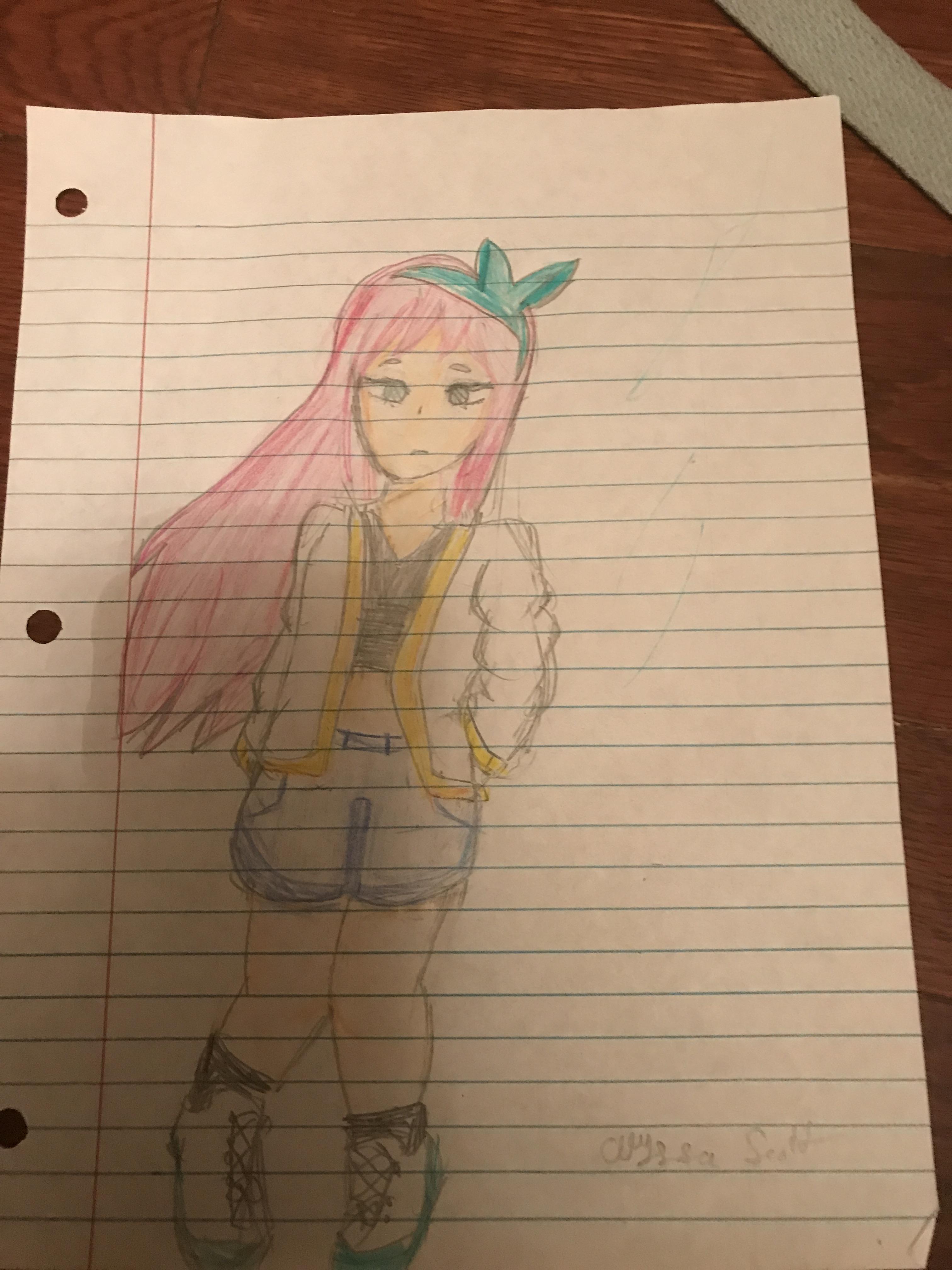 a drawing of aubrey i made during school | Scrolller