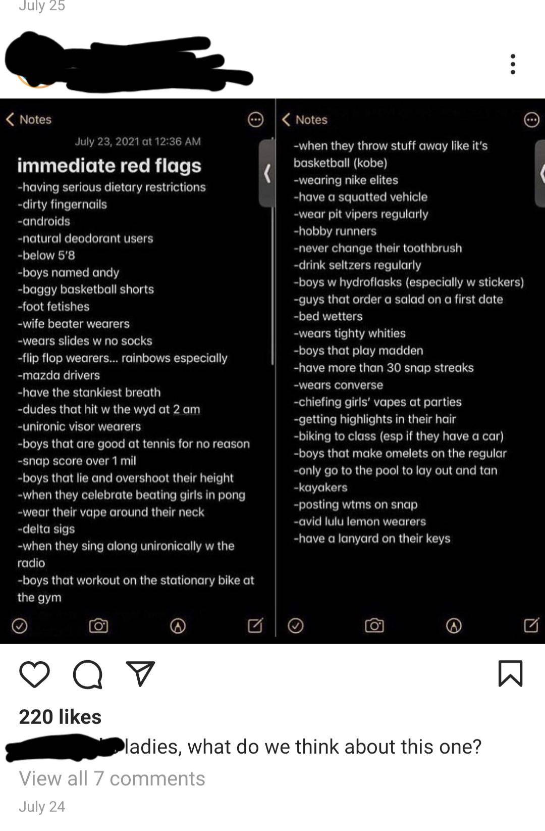 A girl's list of red flags | Scrolller