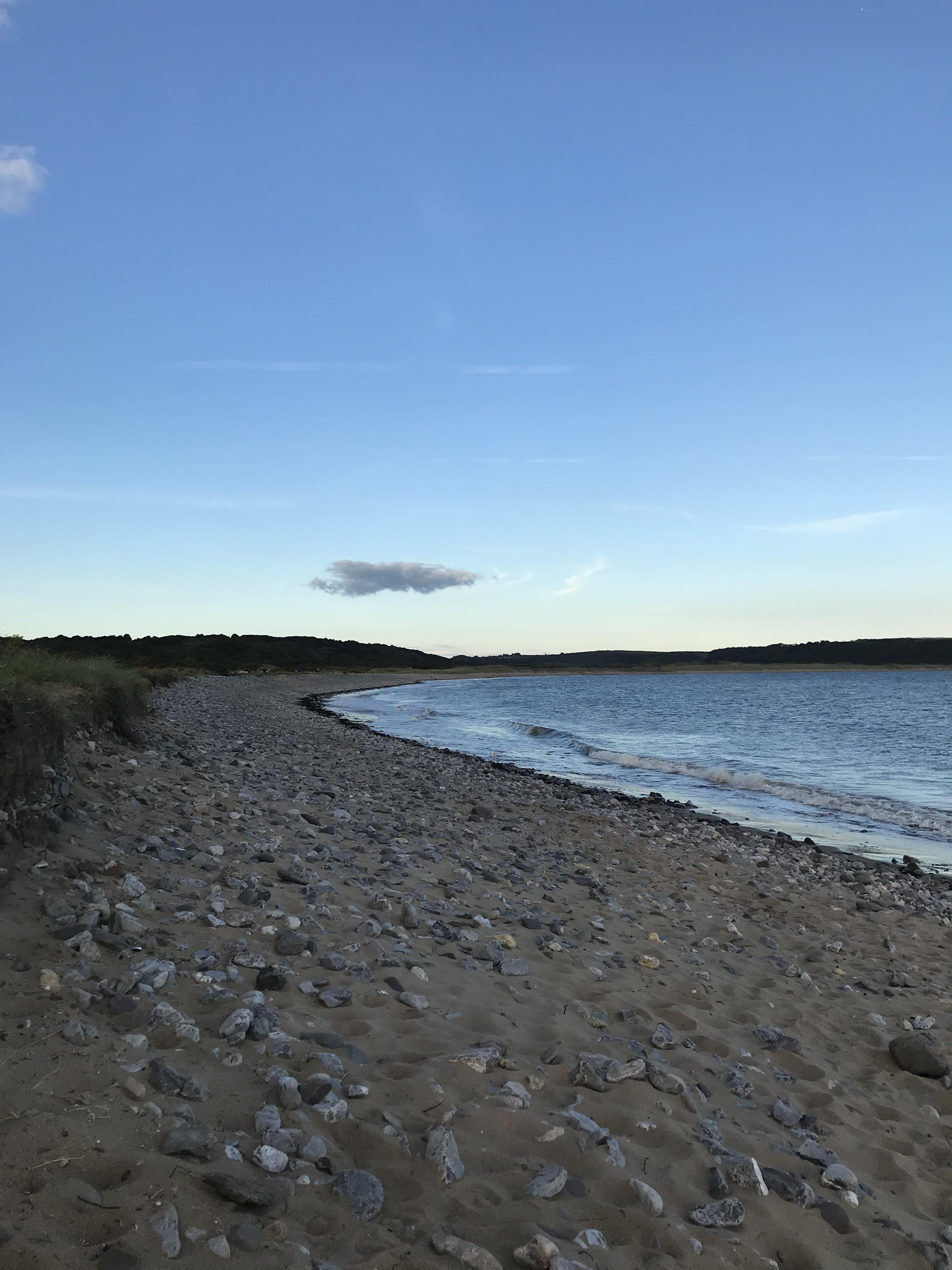 A mixed sand and pebbled beach at sunset | Scrolller