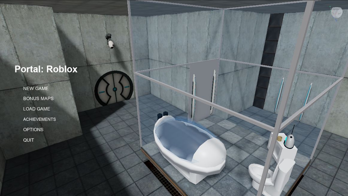 A recreation of the Portal menu screen in Roblox. | Scrolller