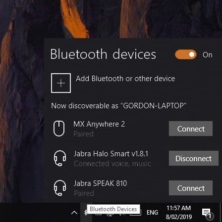 A system tray menu for connecting/disconnecting Bluetooth devices | Scrolller