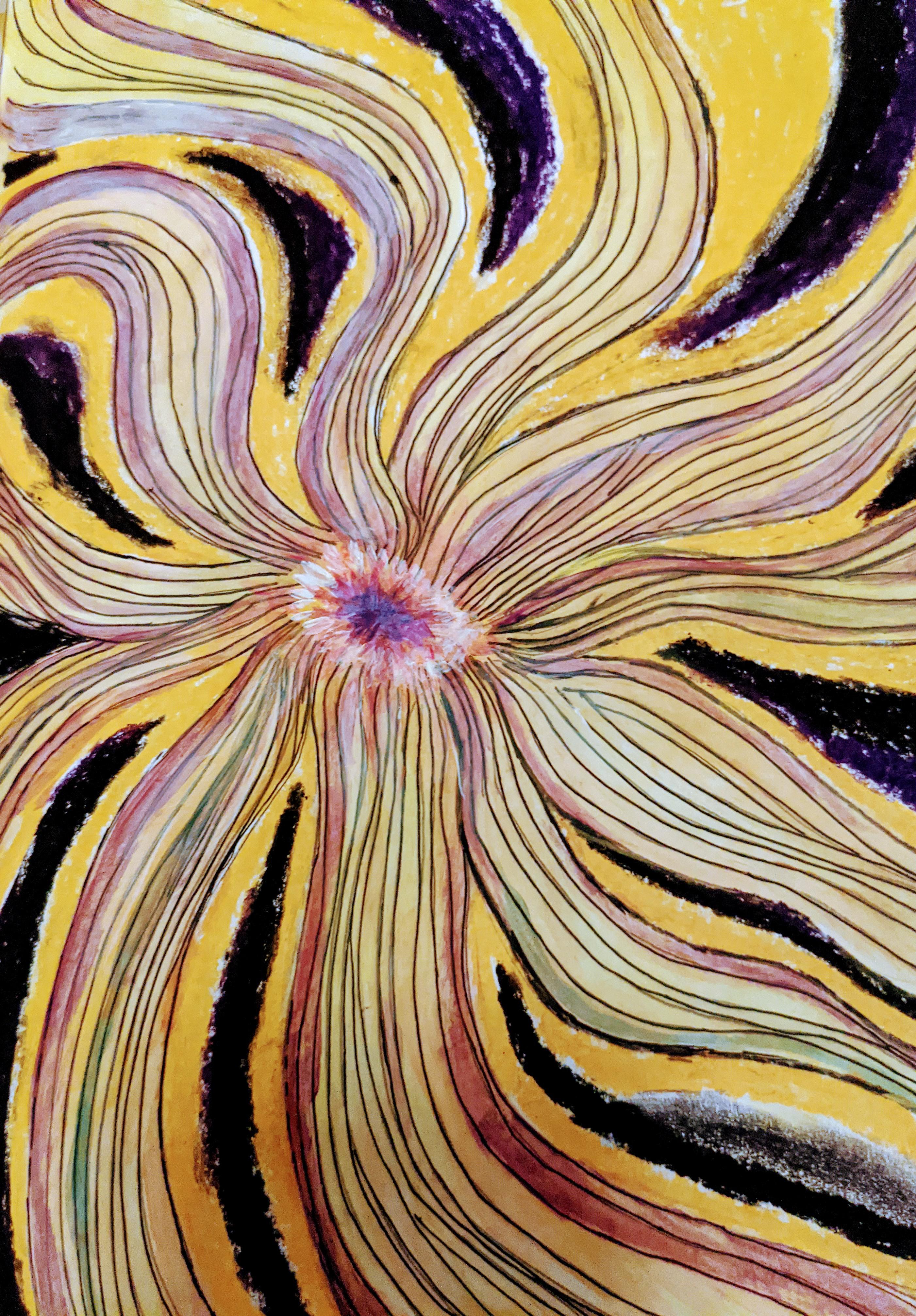 A trippy watercolor and pen artwork, The Purple Core | Scrolller