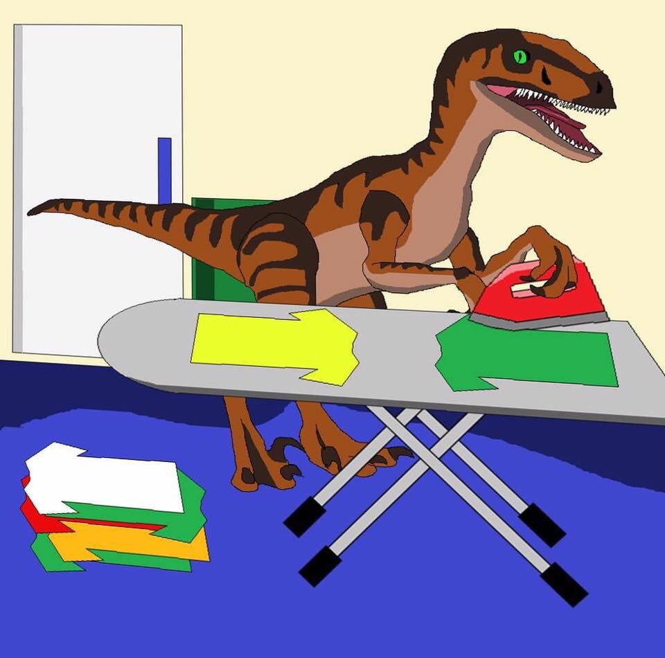 A velociraptor doing the ironing. | Scrolller
