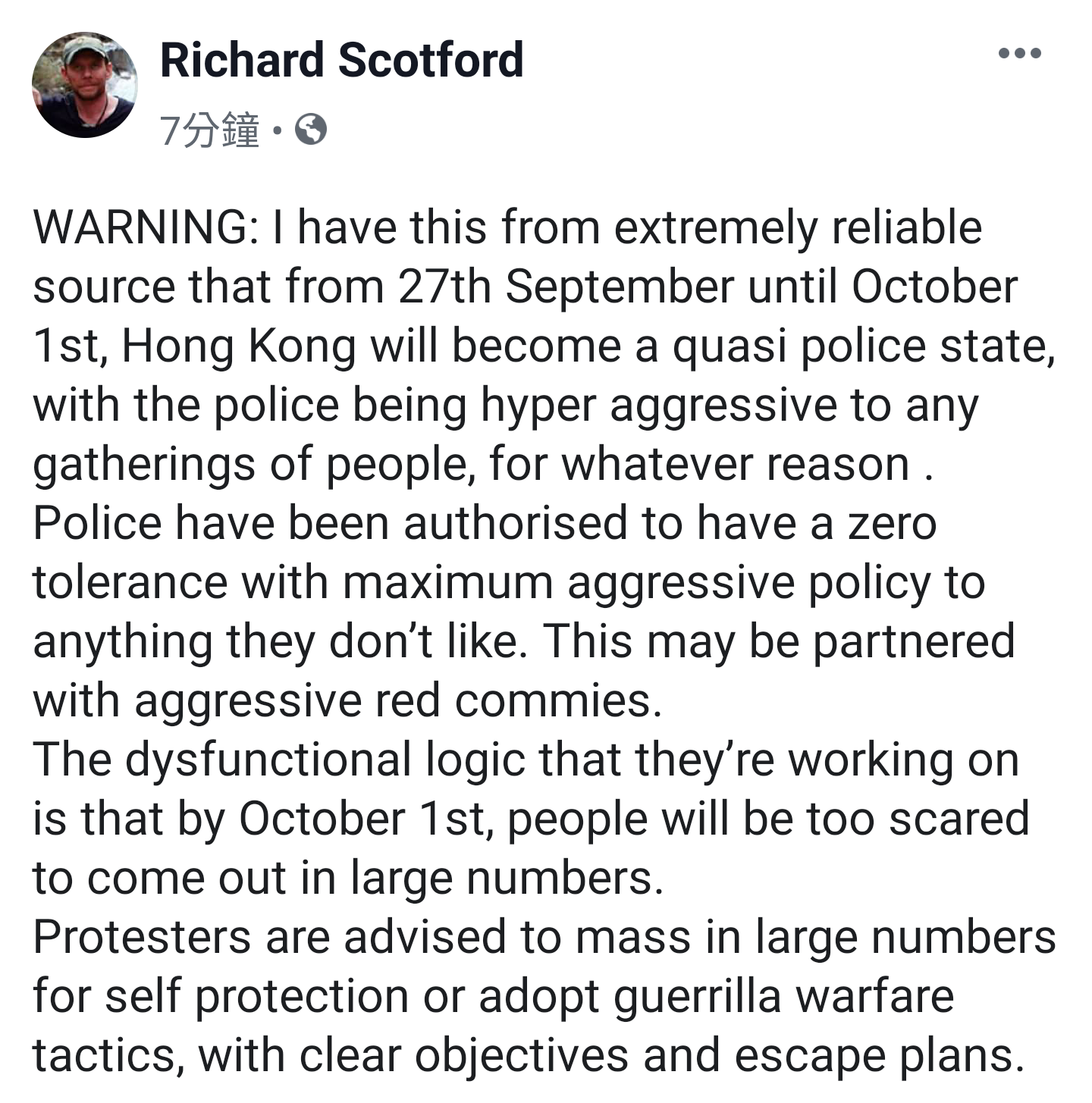A warning message from a foriegn reporter, Richard Scotford | Scrolller
