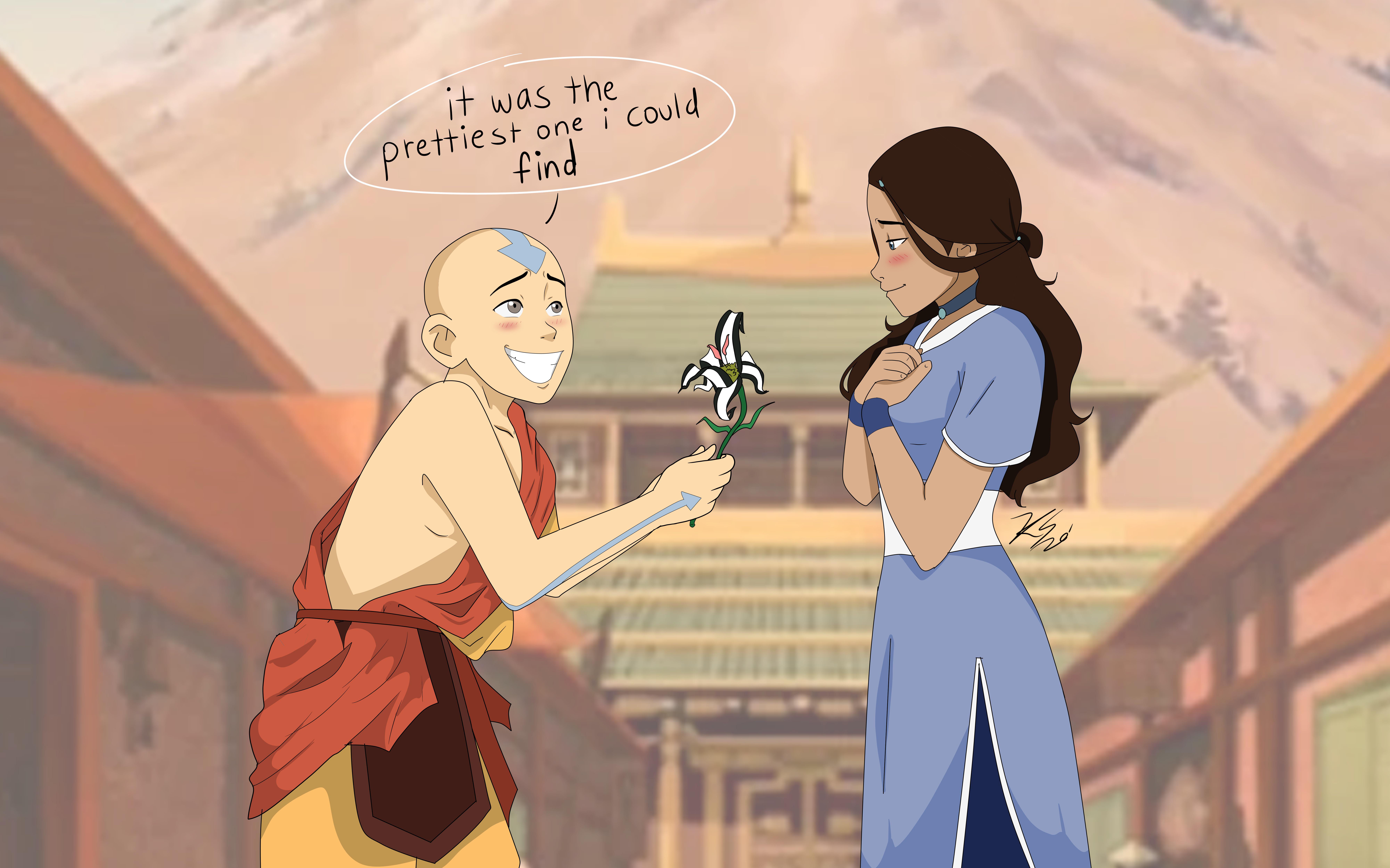 Aang gives Katara a panda lily by me | Scrolller