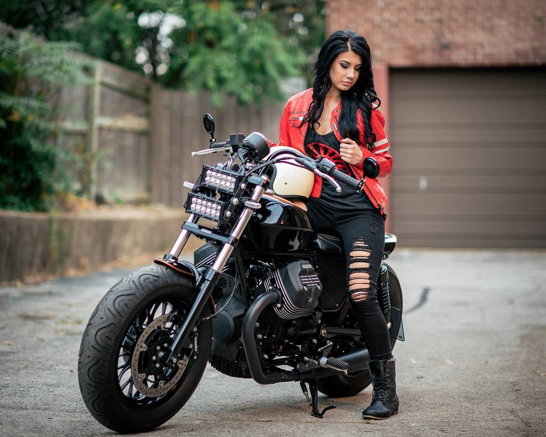 Abbi and the Flying Tiger Moto V9 Moto Guzzi Bobber | Scrolller