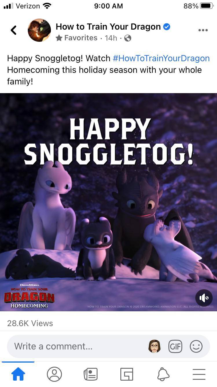 According to HTTYD's FB page, it's the start of Snoggletog! | Scrolller
