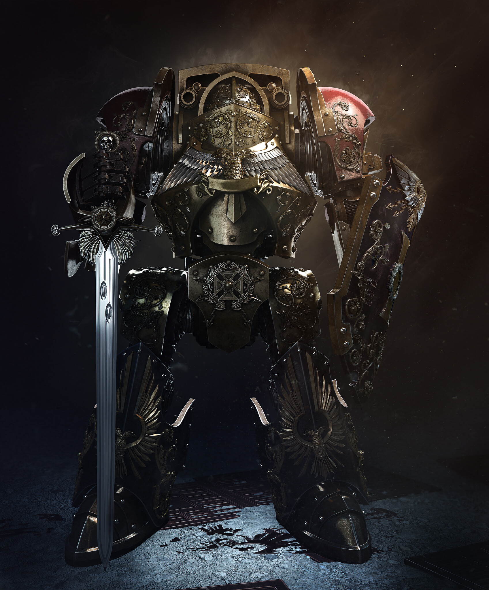 Adeptus custodes contemptor dreadnought warhammer 40k fan art by Dmitriy Mironov | Scrolller