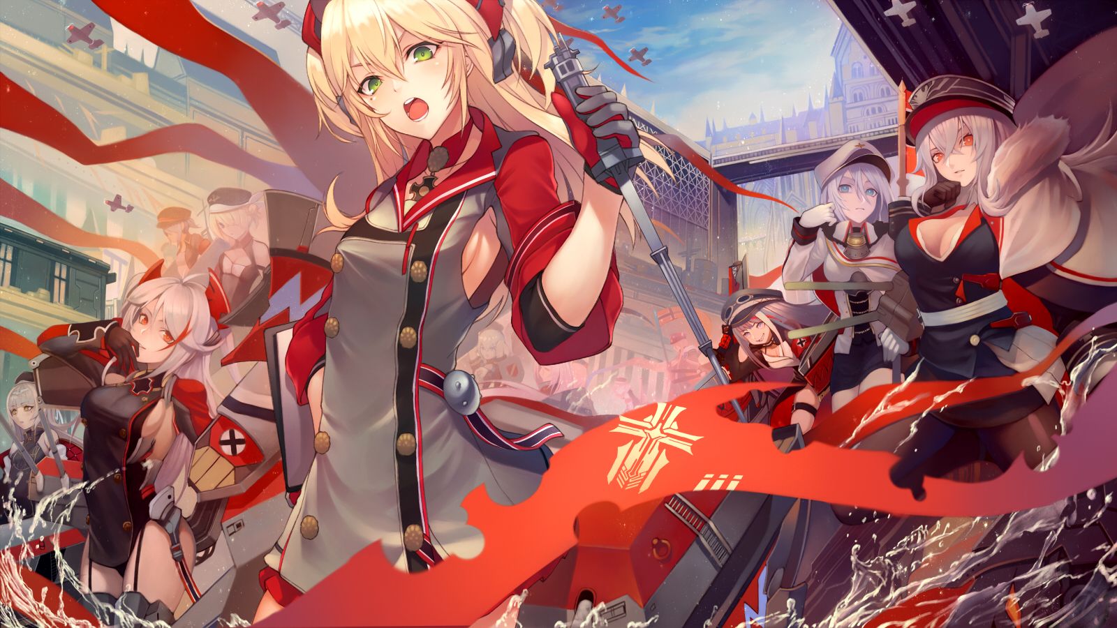 Admiral Hipper Azur Lane Aircraft Anthropomorphism Aqua Eyes Azur