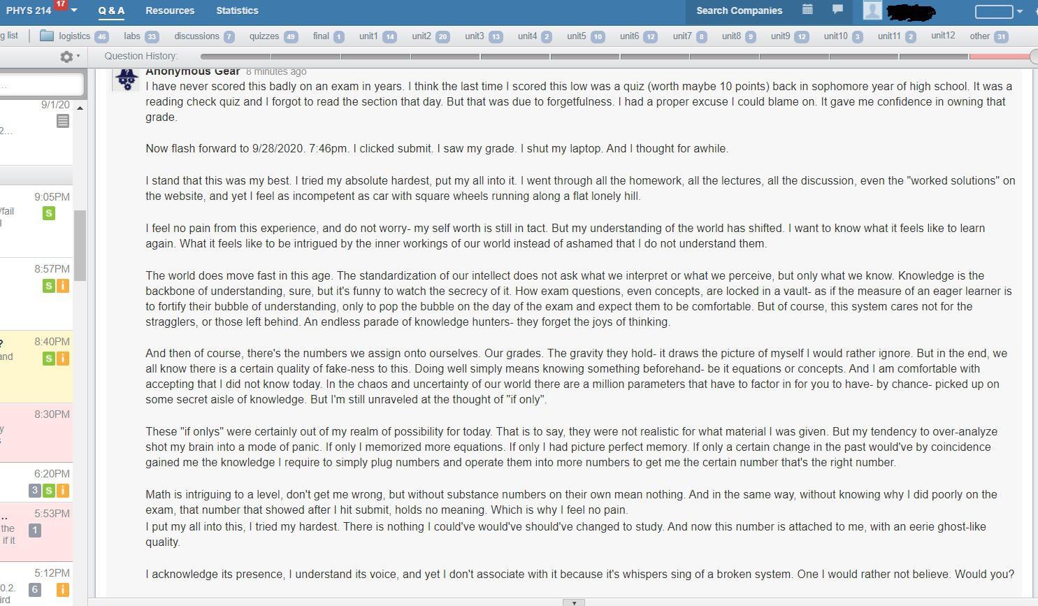 Aftermath of PHYS 214 Quiz 2 | Scrolller