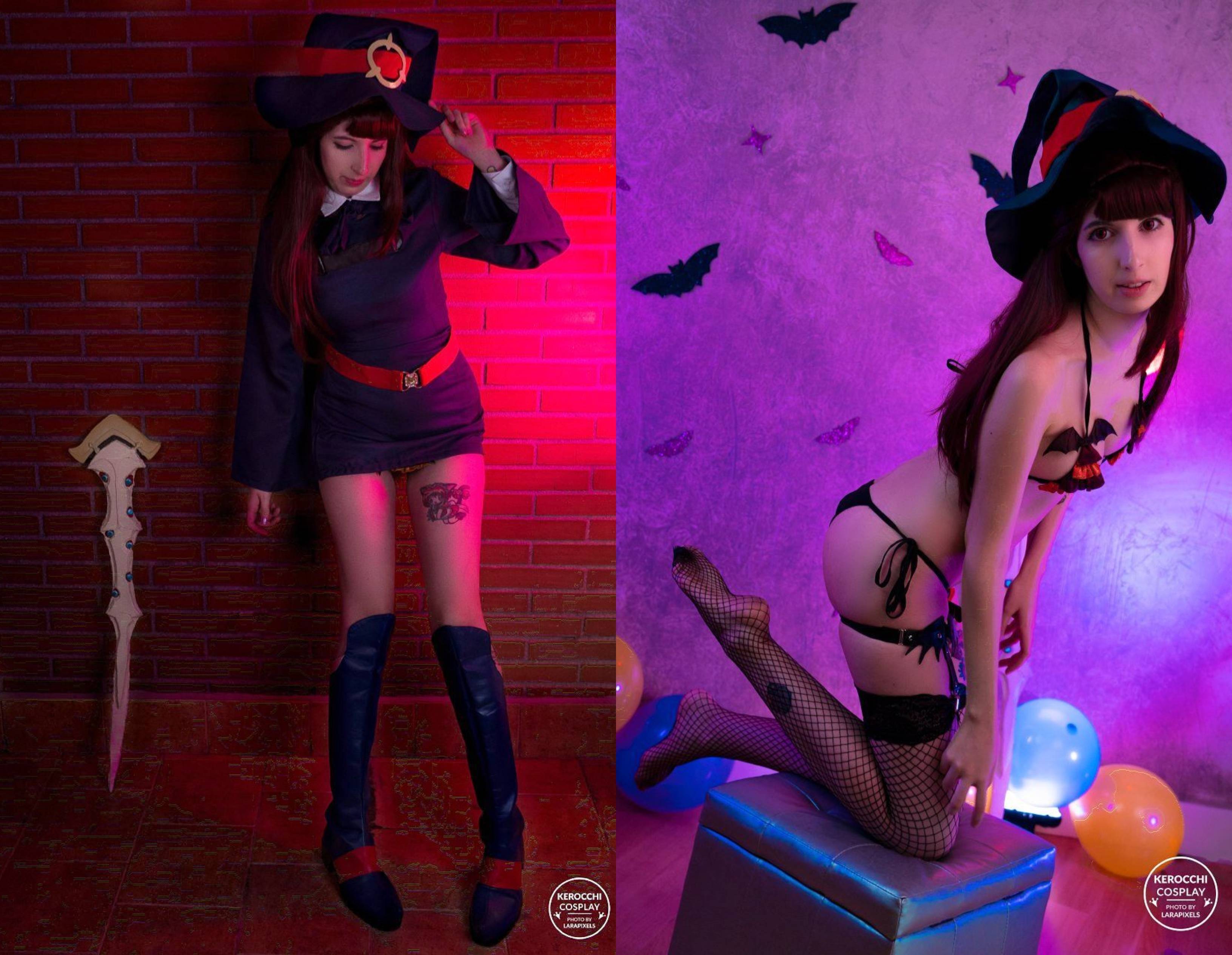 Akko Kagari cosplay vs spooky microbikini! 💜🦇 [Little Witch Academia] (Kerocchi) | Scrolller