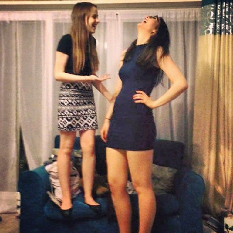 Almost the same height after standing on a couch | Scrolller