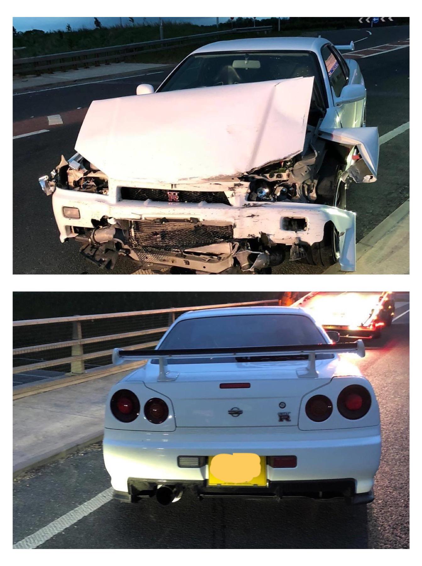 Always sad when you see wrecked R34’s. Happened just outside my town (pic from local police ...
