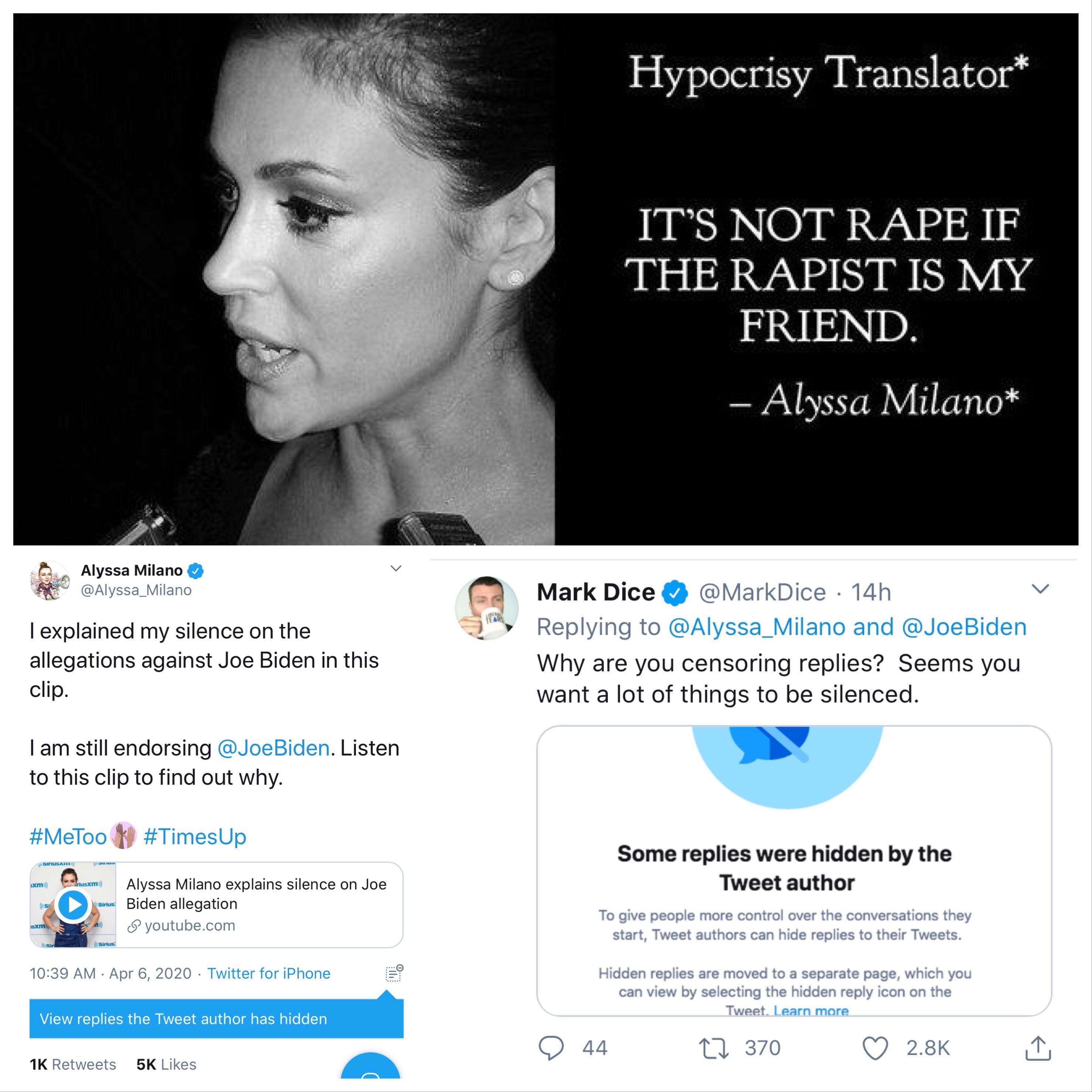 Alyssa Milano on Joe Biden | Scrolller