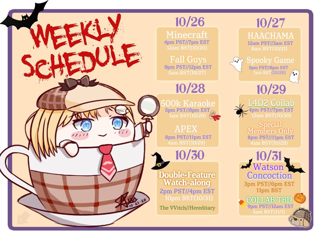 Ame's Weekly Schedule | Scrolller