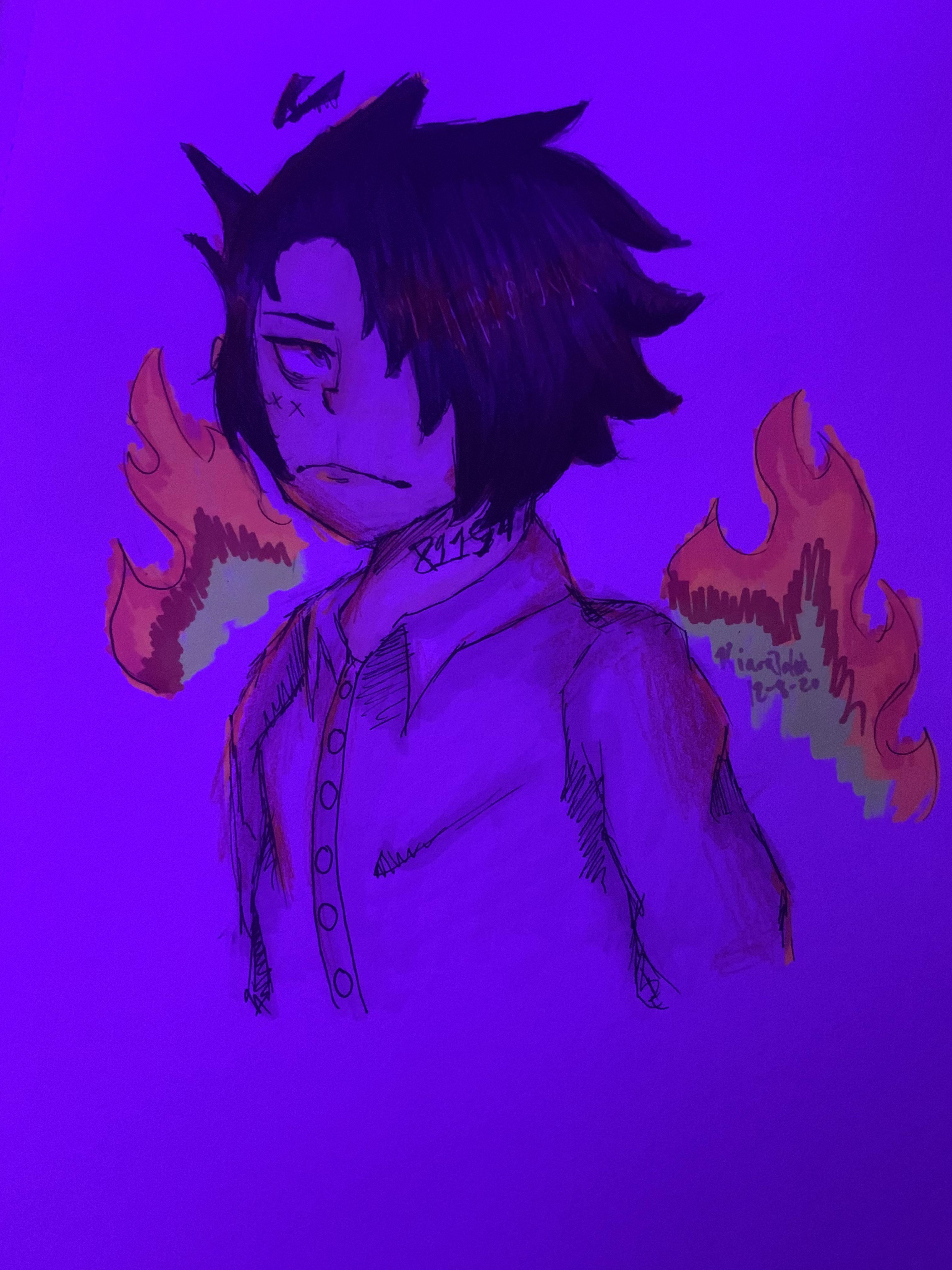 [anime] Thought My Drawing Of Ray Looked Cool Under The Purple Led