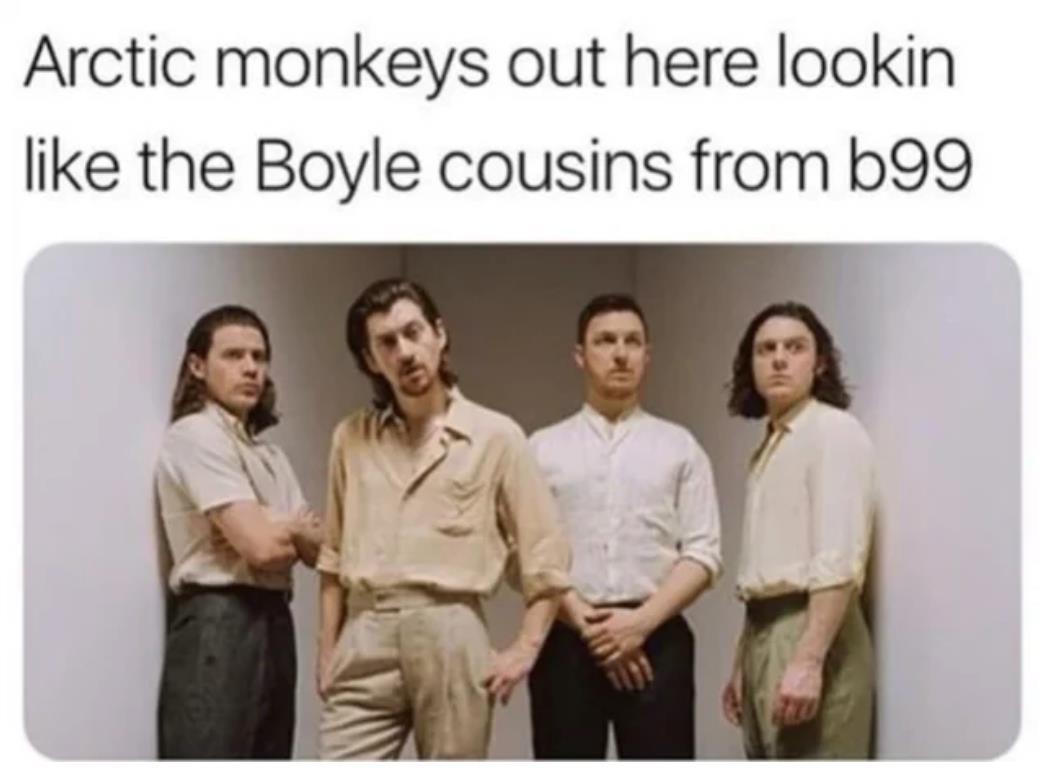 Arctic monkeys looking like the Charles Boyle cousins | Scrolller