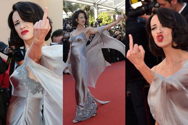 Asia Argento gives the finger on the red carpet | Scrolller
