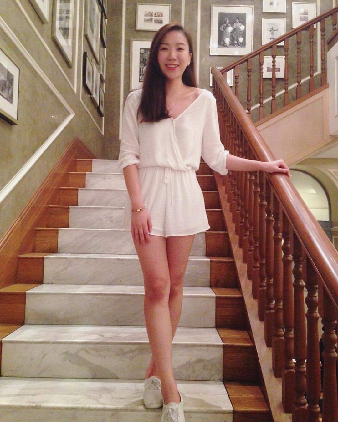 Asian Cutie Posing On Staircase | Scrolller