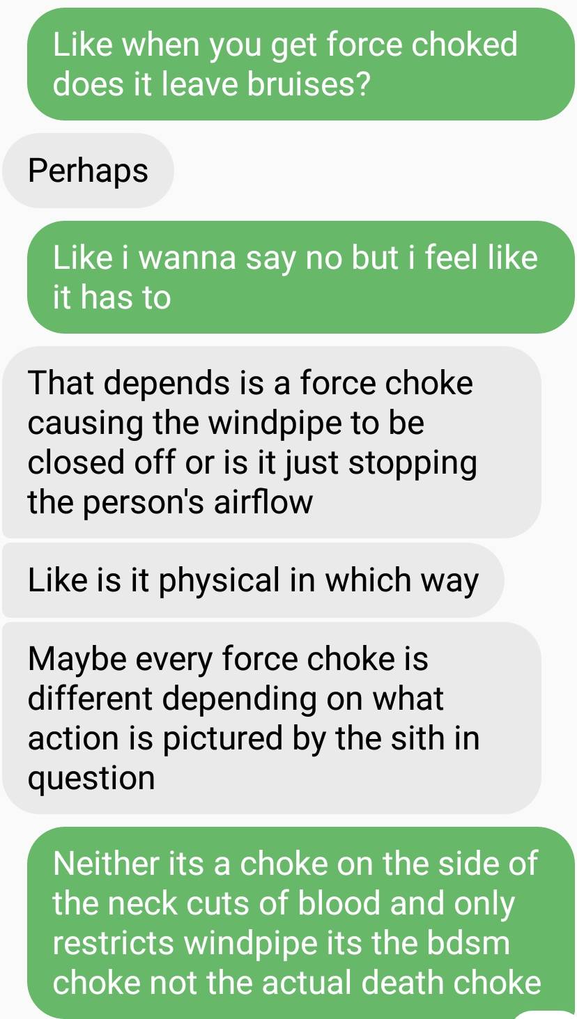 Asking the important questions. Does a force choke leave bruises? | Scrolller