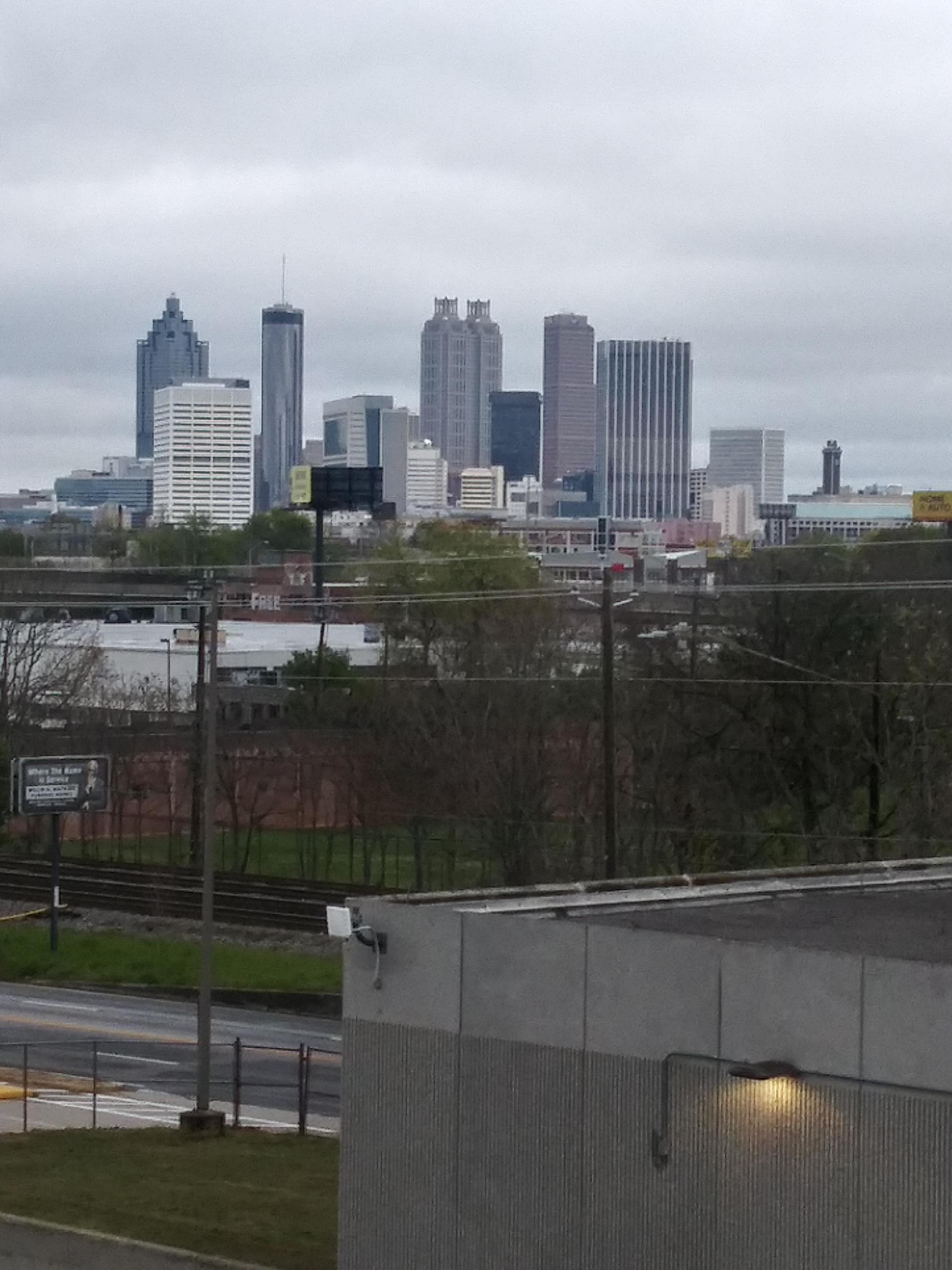 Atlanta skyline looking north from the West End Marta station northbound platform. | Scrolller
