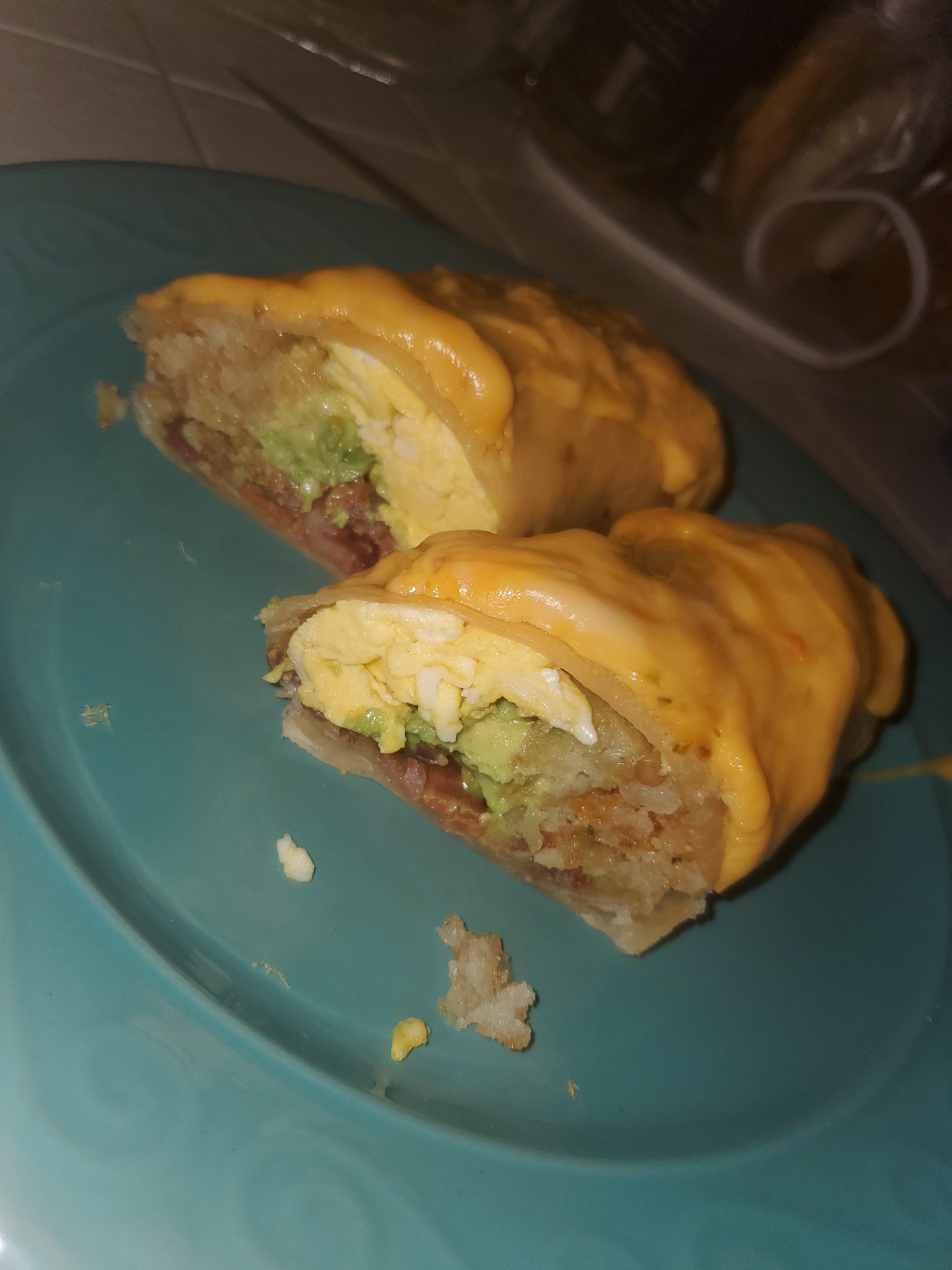 Bacon Breakfast Burrito.. I melted the cheese by itself using one of ...