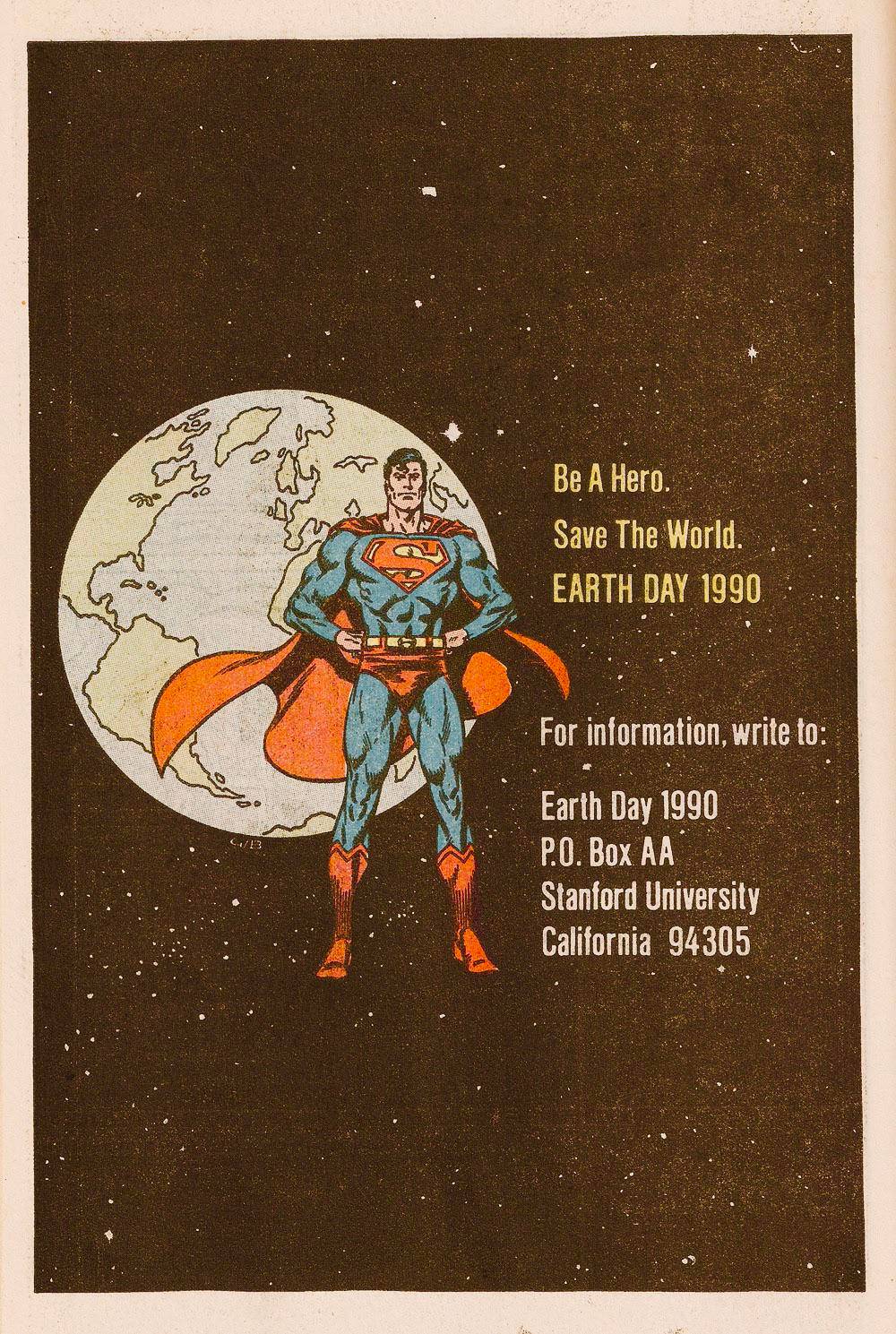 “Be A Hero. Save The World. EARTH DAY 1990”, DC Comics, 1990 | Scrolller