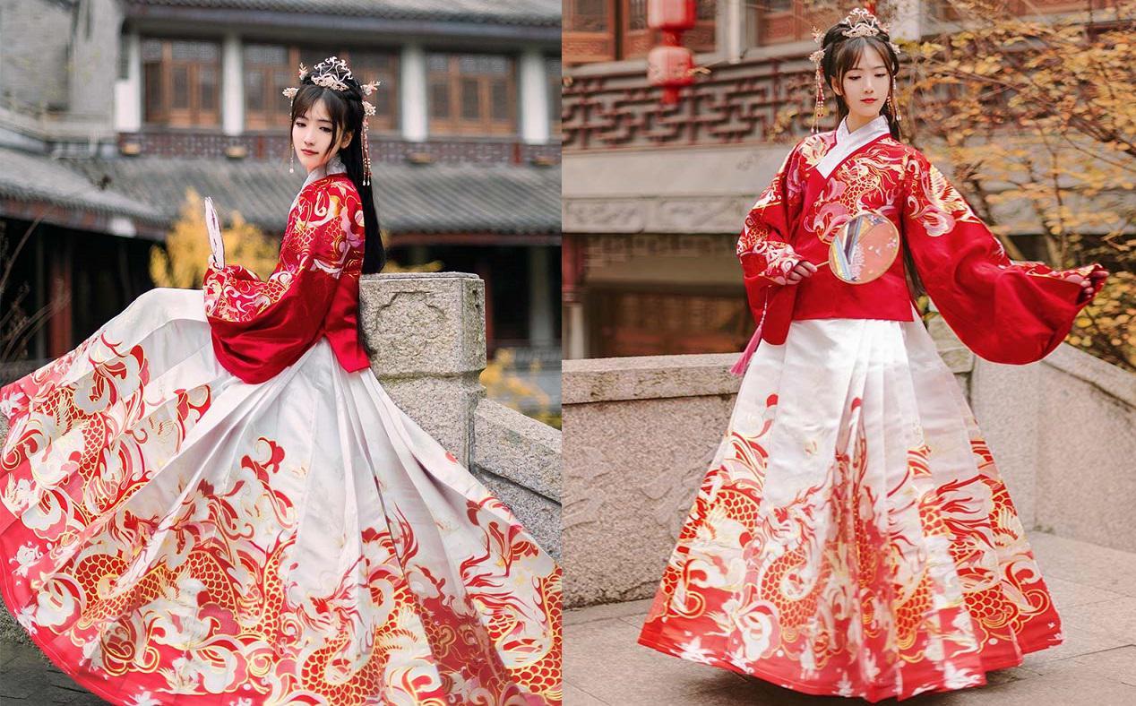 beautiful hanfu with fire dragon designs! just wow! | Scrolller