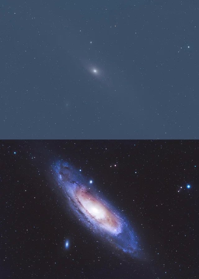 before and after processing the Andromeda Galaxy from my backyard | Scrolller