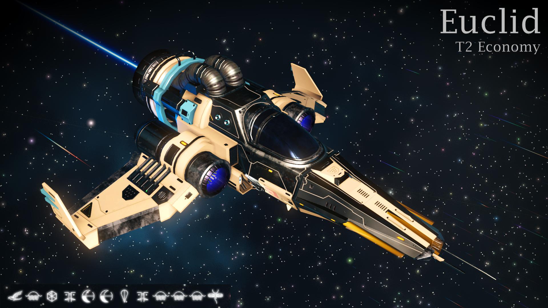 Beige / Blue Stubby-Nose Vector Single-Thruster Fighter without Dorsal-Fin Euclid Galaxy T2 ...