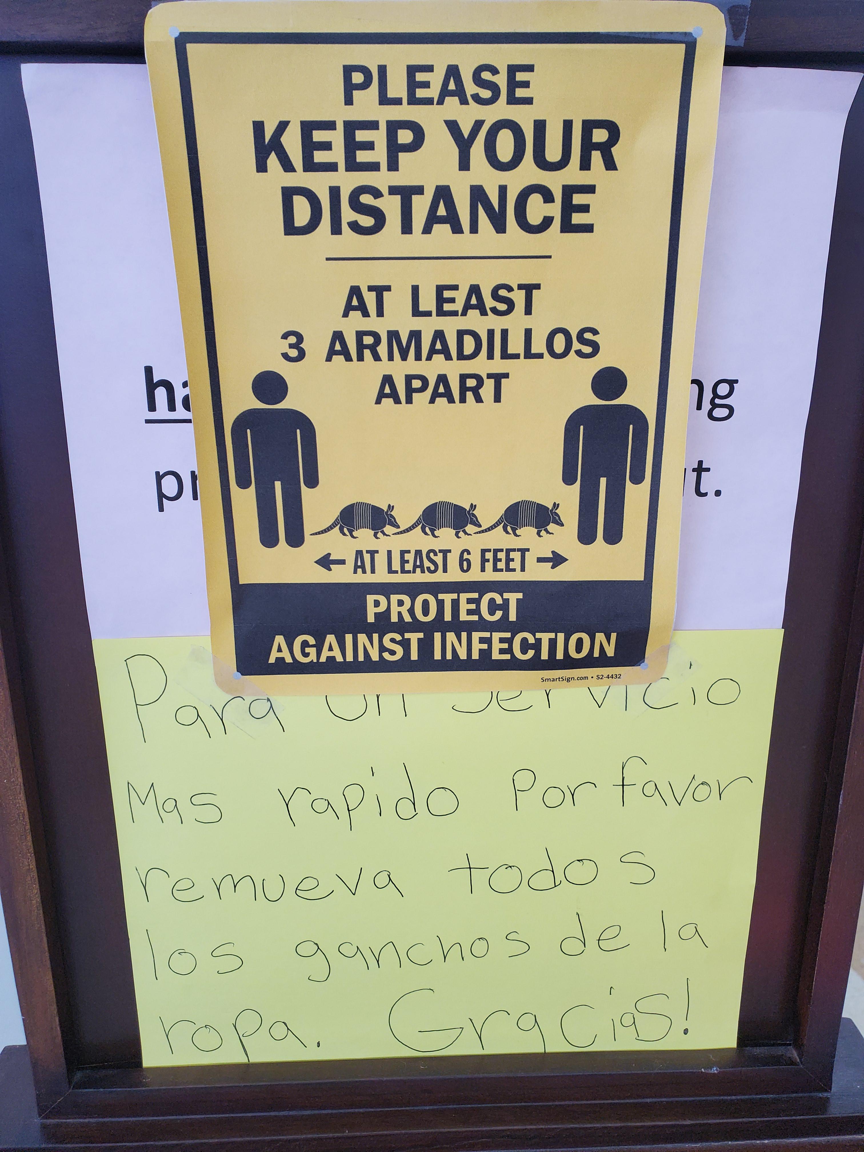 Best "keep your distance" sign I've seen yet. Spotted in Fort Worth. | Scrolller