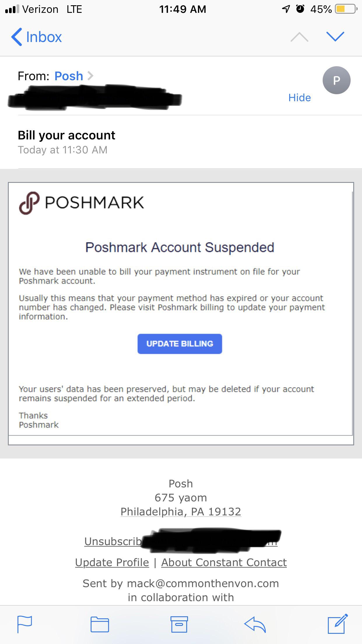 Beware of Poshmark Phishing Attempt | Scrolller