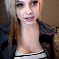 Busty blonde pulls down her blouse, bra and then squeezes & pinches [gif] | Scrolller
