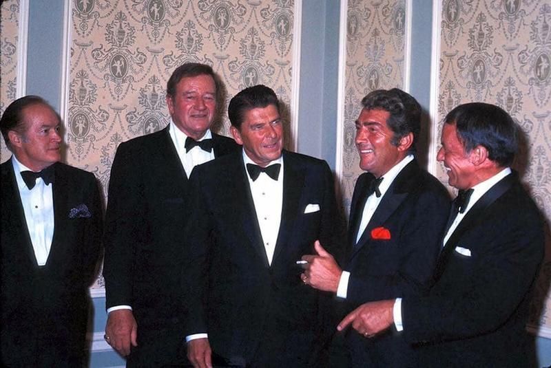 Bob Hope, John Wayne, Ronald Reagan, Dean Martin, and Frank Sinatra, 1975 [800x535] | Scrolller