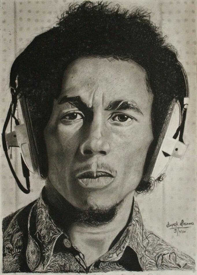 Bob Marley, Me, Pencil drawing, 2020 | Scrolller