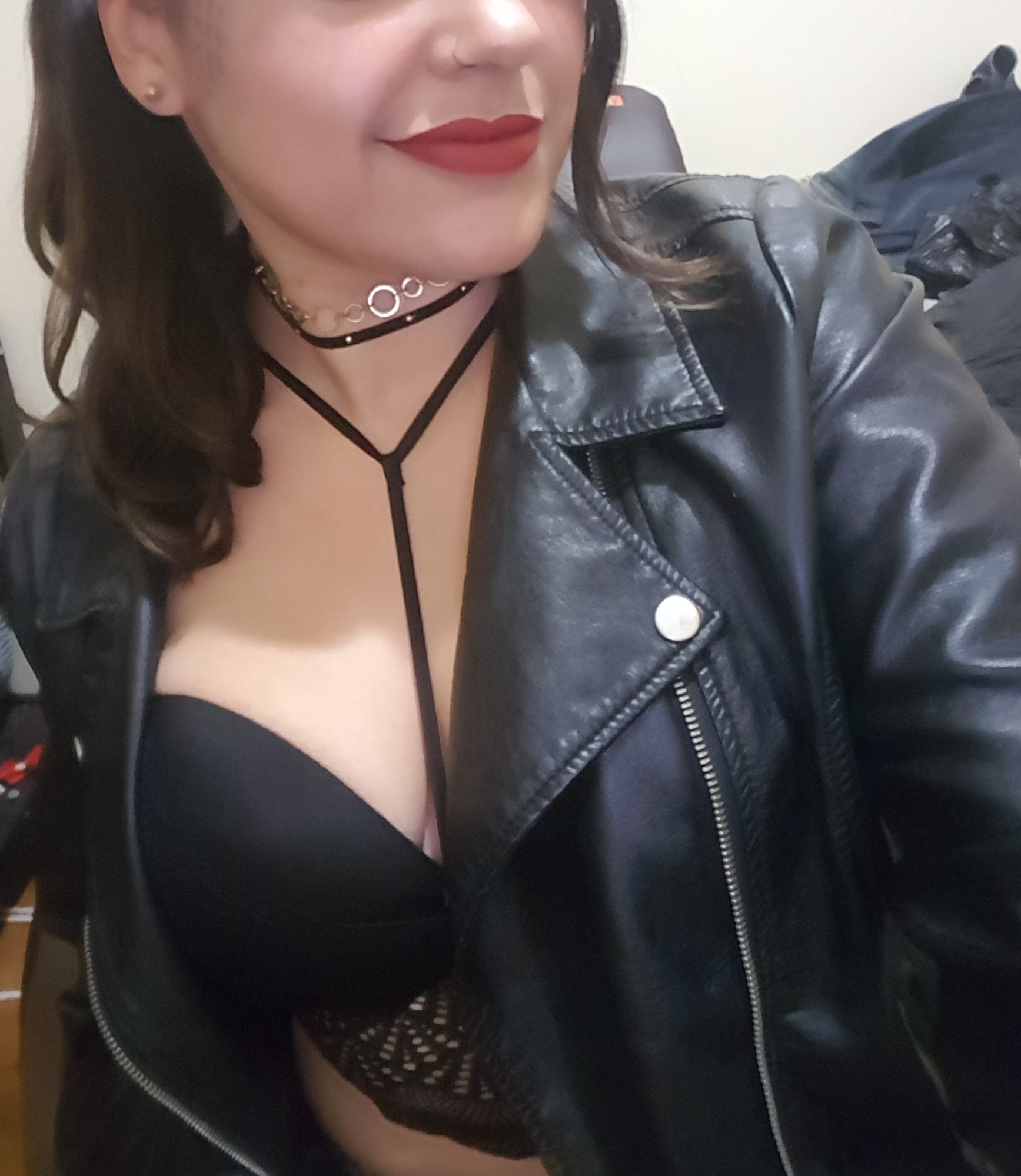 Bralette and Leather Jacket 😘 | Scrolller