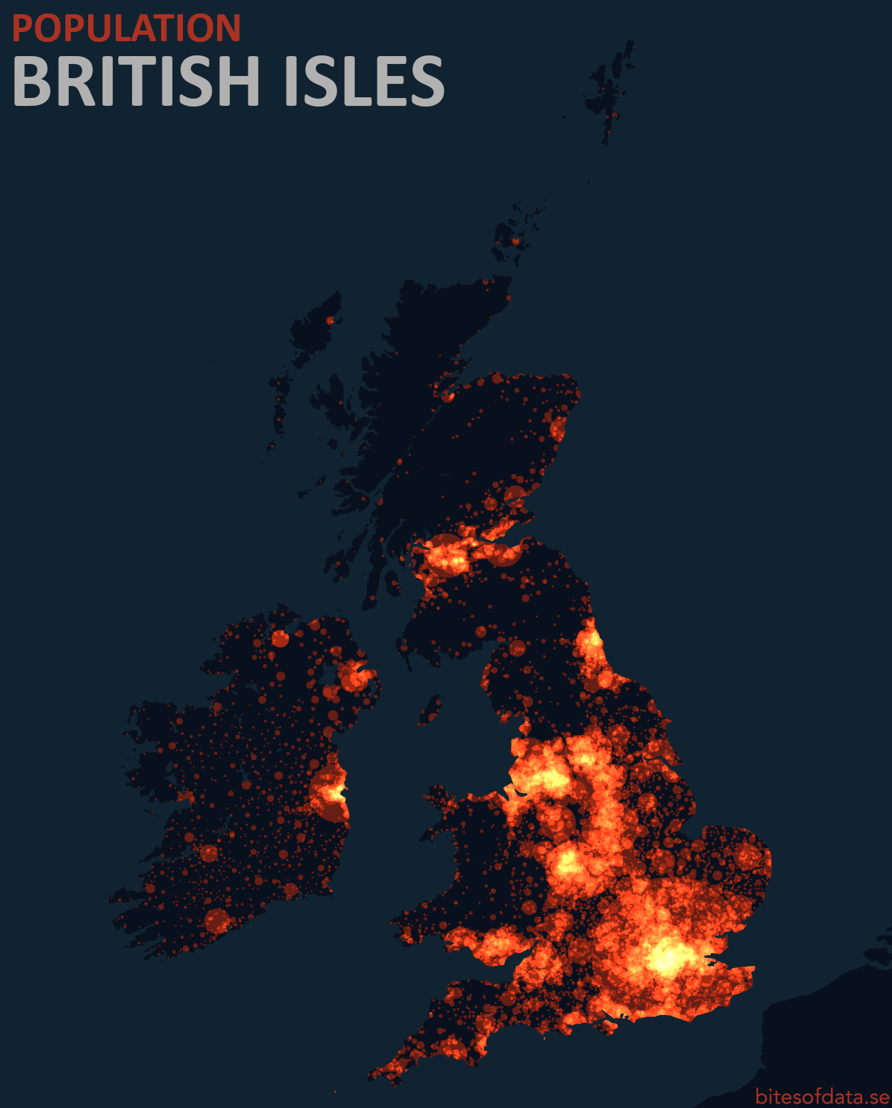 British Isles - Population Density Map | Scrolller