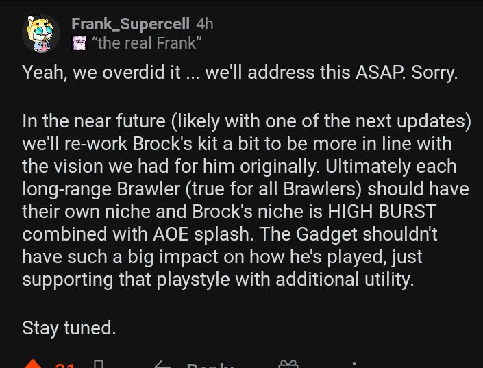 Brock to be nerfed soon comment by Frank | Scrolller