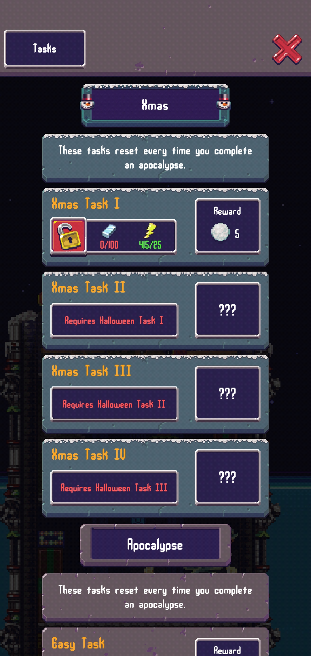 Bug: "Requires Halloween Task" instead of "Requires Xmas Task" | Scrolller