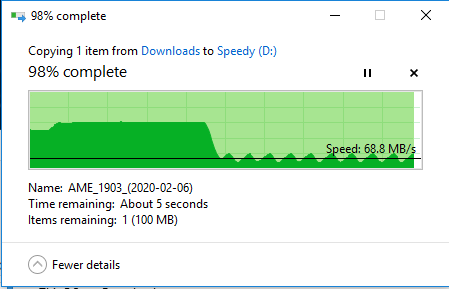 Can anyone explain this weird file copy behaviour? Copying from an NVME to a USB 3.1 drive ...