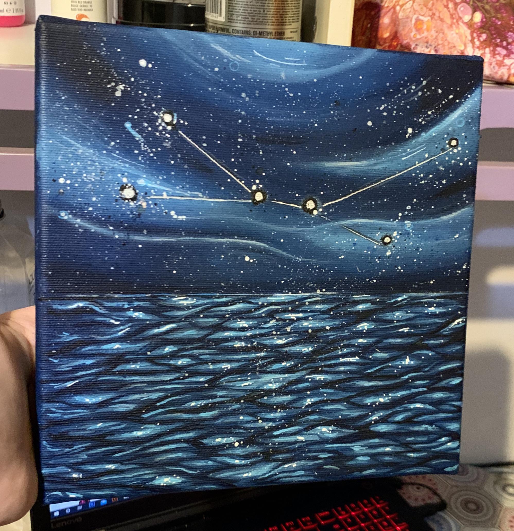 Cancer constellation in the sea sky 20cm x 20cm | Scrolller