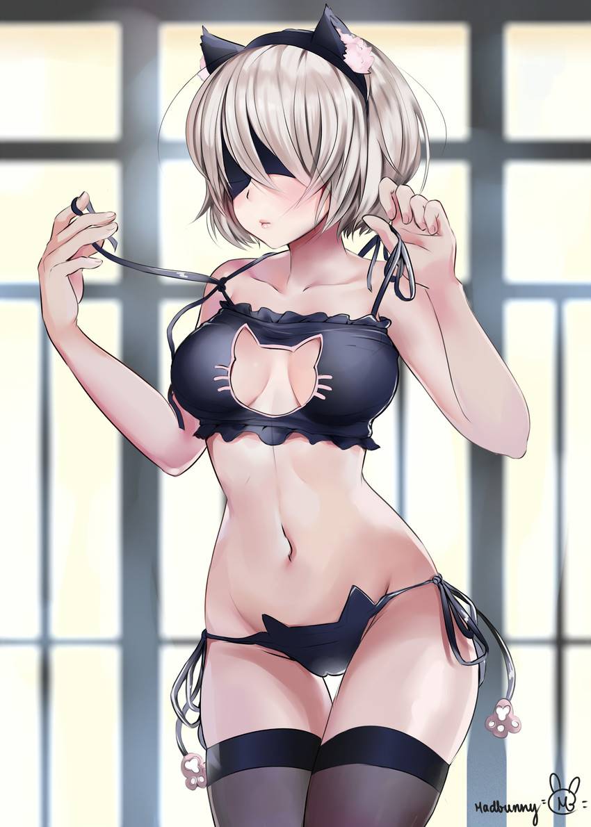Cat-Keyhole Bra 2B [Nier] | Scrolller
